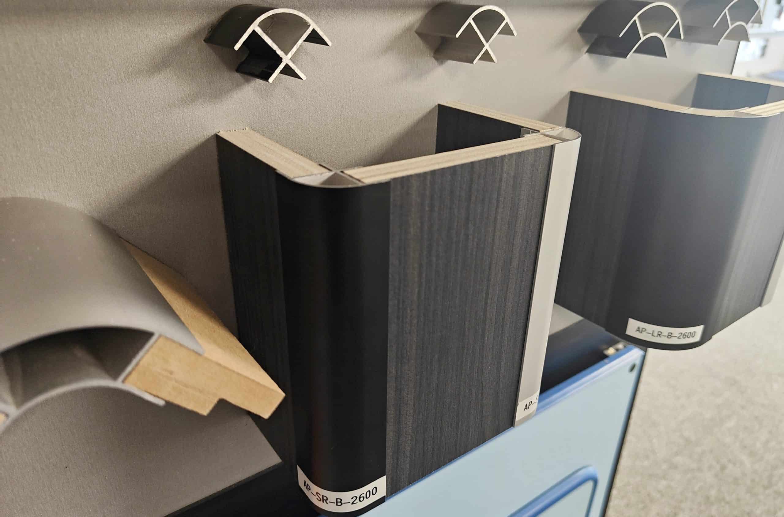 Black corner profile for campervan furniture