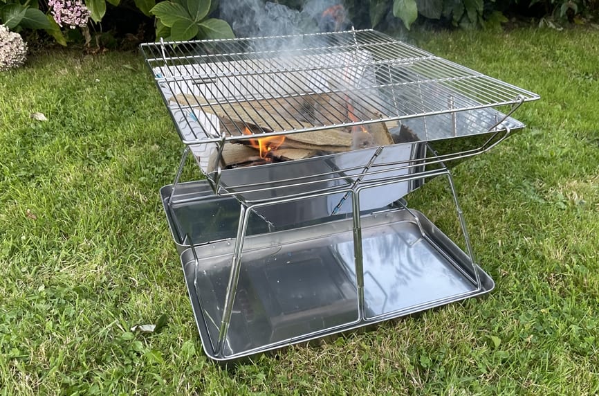 Camp Fire - Folding Suitcase Fire Pit/BBQ - Stainless Steel - Revace ...