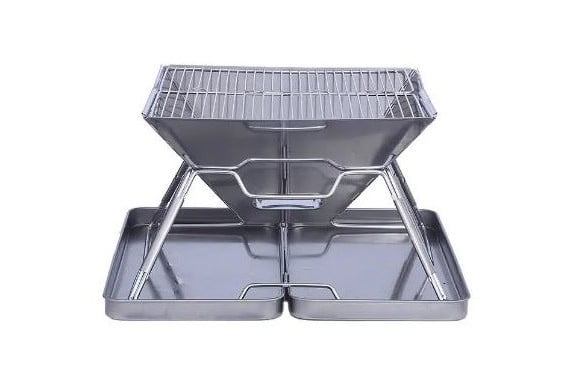 Camp Fire - Folding Suitcase Fire Pit/BBQ - Stainless Steel - Revace ...